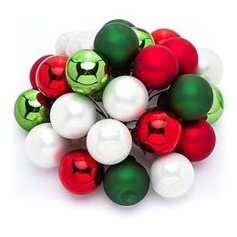 buttinette Weihnachtskugeln am Draht, rot, grün, weiß, 2 cm Ø, 24 Stück