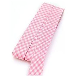 buttinette Baumwoll-Schrägband "Vichykaro", rosa-weiß, Breite: 2 cm, 5 m