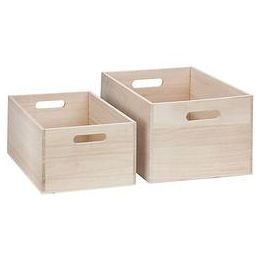 buttinette Holz-Kisten mit Tragegriffen, 36 x 26 x 19 cm und 32 x 22 x 15 cm, 2 Stück