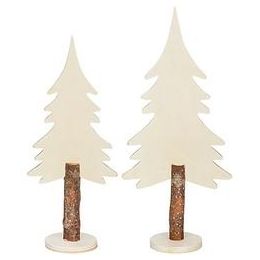 buttinette Tannenbäume aus Holz, 25 cm und 30 cm, 2 Stück