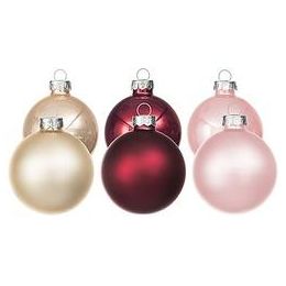 buttinette Weihnachtskugeln aus Glas, creme, marsala, pink, 6 cm Ø, 12 Stück