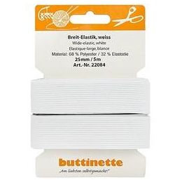 buttinette Gummiband "Breit-Elastik", weiß, Breite: 25 mm, Länge: 5 m