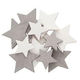 buttinette Streuteile "Sterne", weiß-grau, 4 - 6 cm, 12 Stück