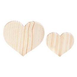 buttinette Herzen aus Holz, 11 cm und 16,5 cm, 2 Stück