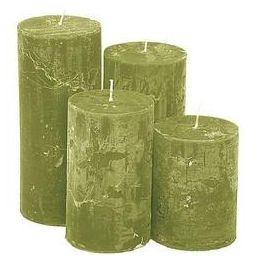 buttinette Rustikale Kerzen, grün, abgestuft, 4 Stück