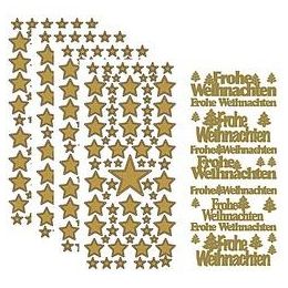 buttinette Klebesticker "Sterne & Weihnachten", gold, 23 x 10 cm, 5 Bogen