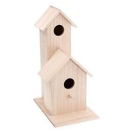 buttinette Doppeltes Vogelhaus aus Holz, 16 x 24 x 36 cm
