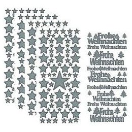 buttinette Klebesticker "Sterne & Weihanchten", silber, 23 x 10 cm, 5 Bogen