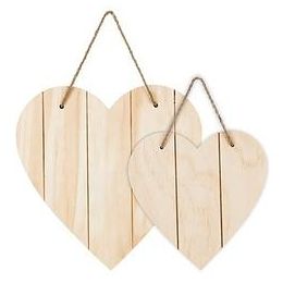 buttinette Herzen mit Aufhänger aus Holz, 40 cm und 30 cm, 2 Stück