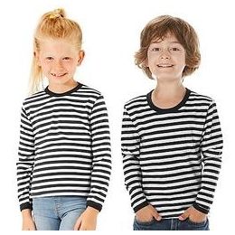 buttinette Langärmeliges Ringelshirt "Black Stripes" für Kinder