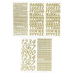 buttinette Klebesticker "Buchstaben & Zahlen", gold, 23 x 10 cm, 5 Bogen