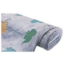 buttinette Wellness-Fleece "Glow in the dark – Dinos", hellgrau-color