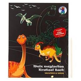 URSUS Kratzel Buch "Drachen & Dinos", 12 Bilder