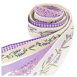 buttinette Bänderpaket "Lavendel", 5–25 mm, 5x 1 m
