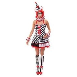 buttinette Pierrot Kostüm für Damen, schwarz/weiß/rot