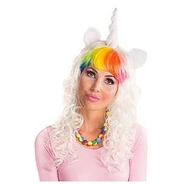 buttinette Lockenperücke "Einhorn", weiß/bunt