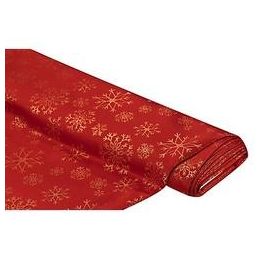 buttinette Jacquard "Schneekristalle" mit Glitzergarn, rot/gold