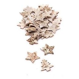 buttinette Sterne und Bäume aus Birkenrinde, 3,2 und 4 cm, 30 Stück