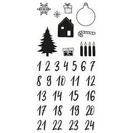 Rayher Clear Stempel-Set "Adventskalenderzahlen + Weihnachtsmotive"