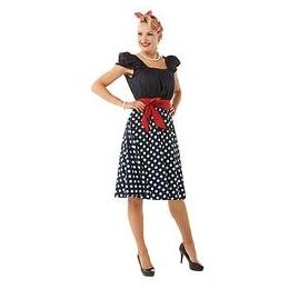 buttinette Fifties-Kleid für Damen, blau/weiß