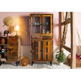 Vitrine Altholz 90x35x200 mehrfarbig lackiert SIXTIES #113