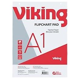 Viking wandmontierbares Blanko Flipchart-Papier Perforiert A1 70gsm 40 Blatt