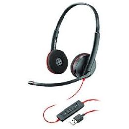Poly Plantronics Kabelgebundenes USB Headset Blackwire C3220 mit Kopfbügel, Geräuschunterdrückung und Mikrofon Schwarz, Rot