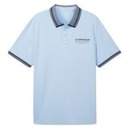 Tom Tailor Herren Plus - Poloshirt mit Logo Print, blau, Logo Print, Gr. 4XL