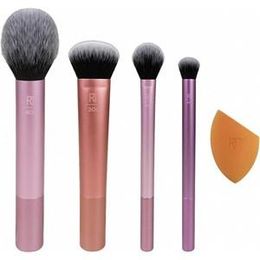 Real Techniques Makeup Brushes Face Brushes Every Day Essentials Brush Set Blush Brush RT 400 + Setting Brush RT 402 + Deluxe Crease Brush RT 300 + Expert Face Brush RT 200 + Miracle Complexion Sponge