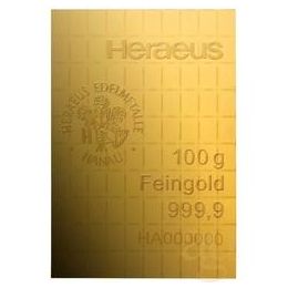 Elitegroup 100 x 1g Gold Heraeus Combibarren / Goldtafel / Tafelbarren