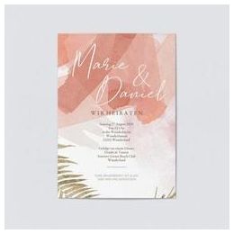 Thule Einladungskarten Hochzeit (5 Karten) selbst gestalten, Puderfarben - Weiß