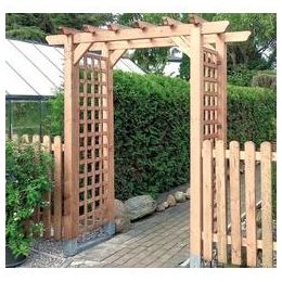 Holzpergola Laubengang Monthey in der Größe 190 x 225 x 100 cm aus braun kesseldruckimprägnierter Kiefer