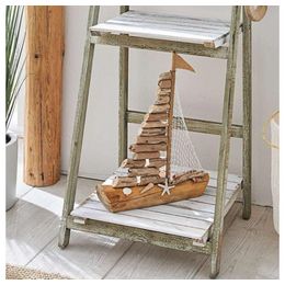 Home-trends24.de Dekofigur Dekoboot Segelboot Figur Treibholz Muscheldeko Maritim Objekt 39cm