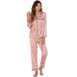 KIKI Pyjama Satin-Damenpyjamas – Langarm-Pyjamas – Pyjama-Sets