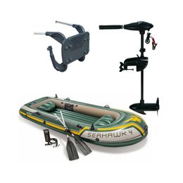 Intex Schlauchboot Schlauchboot Seahawk 4 SET inkl. Außenbordmotor + Befestigung