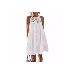 RUZU UG Dirndl Strandrock Sommerrock hohle Spitzen Splicing Neckholder A-Linien-Kleid (1-tlg)