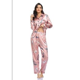 KIKI Pyjama Satin-Damenpyjamas – Langarm-Pyjamas – Pyjama-Sets