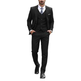 Allthemen Anzug (3 tlg, Sakko & Weste & Hose) Herren modischer Anzug Slim Fit
