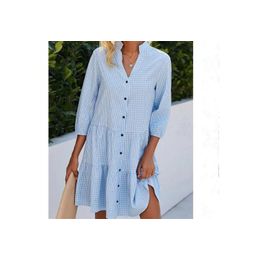 KIKI Blusenkleid Hemdkleid mit Viertelärmeln – Damenhemd – Strandrock