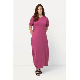 Ulla Popken Sommerkleid Jersey-Maxikleid Rundhals Halbarm Biobaumwolle