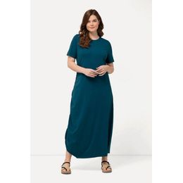 Ulla Popken Sommerkleid Jersey-Maxikleid Rundhals Halbarm Biobaumwolle