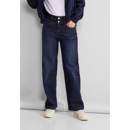 High-waist-Jeans Street One Gr. 29, Länge 28, blau (dark blue soft washed) Damen Jeans High-Waist-Jeans