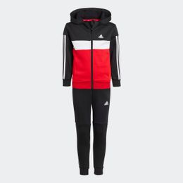 Trainingsanzug adidas Sportswear "LK 3S TIB FL TS" Gr. 110, rot (better scarlet, white, black) Kinder Sportanzüge Trainingsanzüge