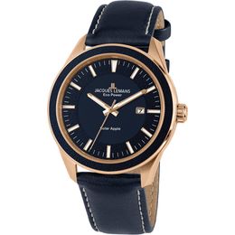 Solaruhr Jacques Lemans "Eco Power Solar Apple, 1-2116C" Armbanduhren blau (dunkelblau) Herren Solaruhren