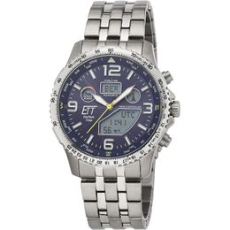 Funkchronograph ETT "Professional World Timer, EGT-11575-31M" Armbanduhren silberfarben (titansilberfarben) Herren Solaruhren