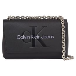 Umhängetasche Calvin Klein Jeans "SCULPTED EW FLAP CONV25 MONO" Gr. B/H/T: 25 cm x 17 cm x 6 cm, schwarz Damen Taschen Handtaschen