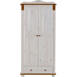 Kleiderschrank Home Affaire "Adele" Schränke Gr. B/H/T: 92 cm x 191 cm x 53,5 cm, weiß (weiß, kirschbaumfarben) Kleiderschränke