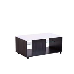 Couchtisch Inosign "Enzo" Tische Gr. B/H/T: 101 cm x 45 cm x 60 cm, weiß hochglanz folie, schwarz holz, folie Couchtische eckig