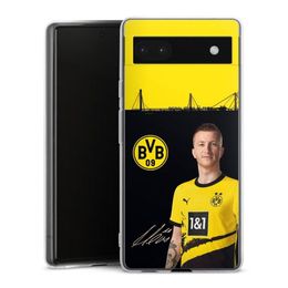 DeinDesign Handyhülle Borussia Dortmund Marco Reus BVB Marco Reus 23/24, Google Pixel 6a Silikon Hülle Bumper Case Handy Schutzhülle, weiß