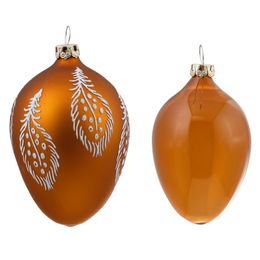 Thüringer Glasdesign Thüringer Glasdesign Osterei Federtanz (Set, 2 St), Osterdeko, mundgeblasen und handdekoriert, braun